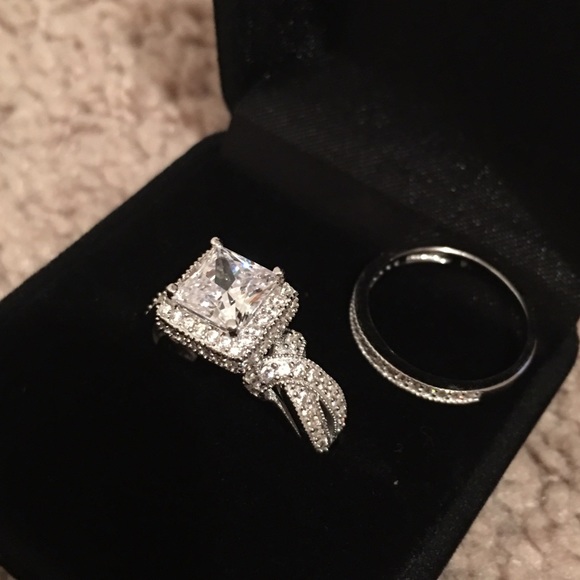 Jewelry | Real 925 Silver Engagement Ring Wedding Band Set | Poshmark
