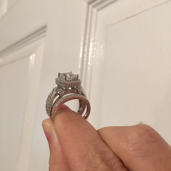 Jewelry | Real 925 Silver Engagement Ring Wedding Band Set | Poshmark