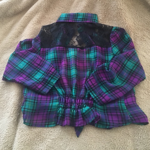Tops | Plaid With Lace Cropped Flannel | Poshmark