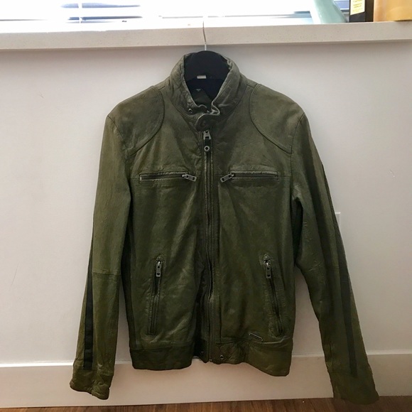 Diesel | Jackets & Coats | Diesel Green Leather Jacket | Poshmark