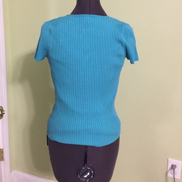 Worthington | Sweaters | Turquoise Fitted Shirtsleeve Sweater | Poshmark