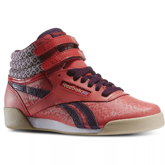 Reebok | Shoes | Reebok Freestyle Poppy Pink Red High Top Sneaker ...
