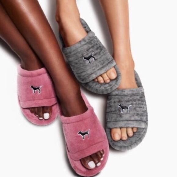 PINK Victoria's Secret | Shoes | Pink Velvet Slippers Soft Begonia ...