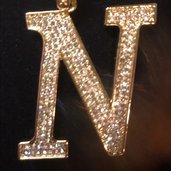 Jewelry | Beautiful Gold Letter N Hip Hop Bling Pendant | Poshmark