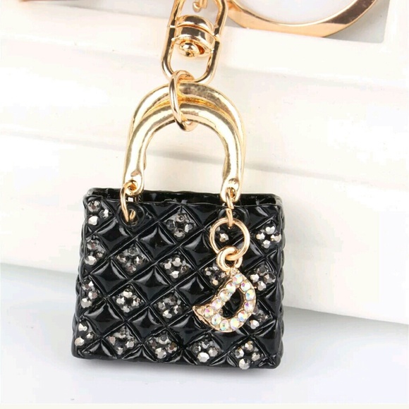 Accessories | Bling Rhinestone Black Keychain Keyring Charm | Poshmark