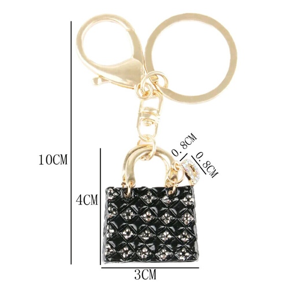 Accessories | Bling Rhinestone Black Keychain Keyring Charm | Poshmark