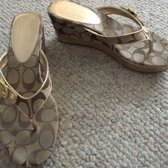 Coach | Shoes | Coach Gracy Gold Sandals 85m | Poshmark