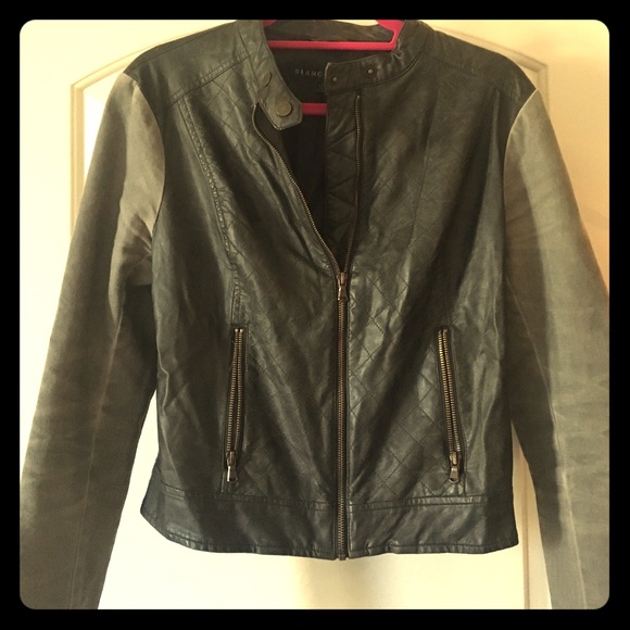 blanc noir | Jackets & Coats | Mixed Media Moto Jacket Olive Large ...
