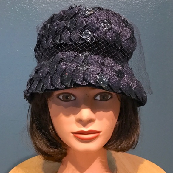 Vintage 50s/60s Cellophane Ribbon Hat W/ Netting - Gem