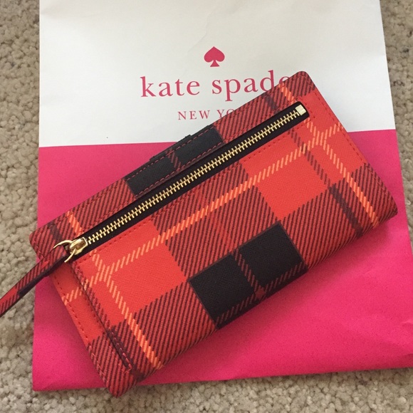 kate spade | Bags | Nwt Kate Spade Red Plaid Stacy Wallet | Poshmark
