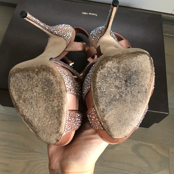 Gucci | Shoes | Gucci Peach Strass Satin Sandals 37 | Poshmark