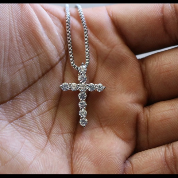 Ts Verniel | Jewelry | Mini Micro White Gold Cross Charm Necklace ...
