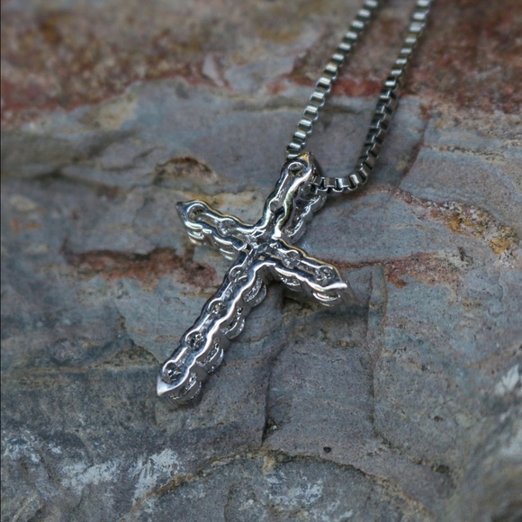 Ts Verniel | Jewelry | Mini Micro White Gold Cross Charm Necklace ...