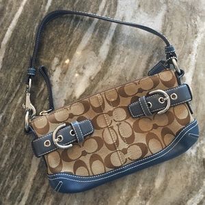 Coach | Bags | Euc Coach Leather And Monogram Handbag | Poshmark