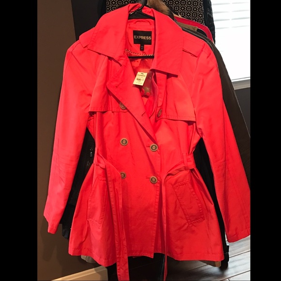Express | Jackets & Coats | Coral Trench Coat | Poshmark