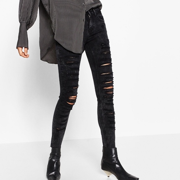 Zara | Jeans | Zara Woman Premium Denim 27 All Ripped Jeans | Poshmark