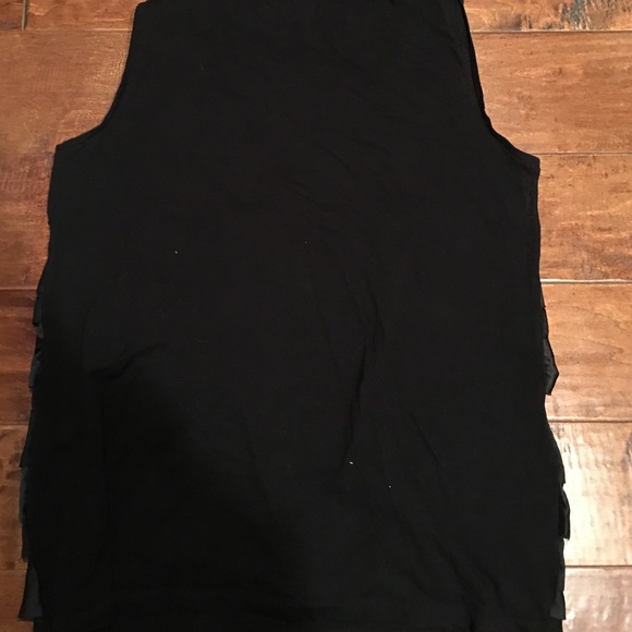 LOFT | Tops | Black Satin Ruffle Tank Top | Poshmark