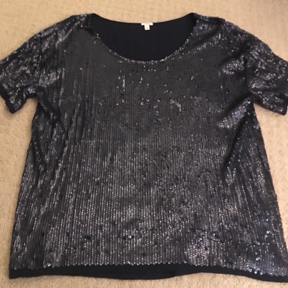 J. Crew | Tops | J Crew Navy Sequin Shirt Small | Poshmark