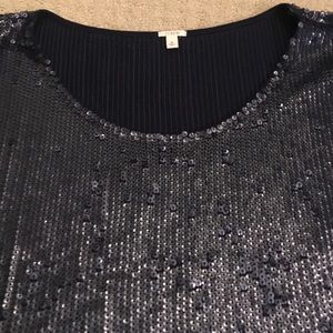 J. Crew | Tops | J Crew Navy Sequin Shirt Small | Poshmark