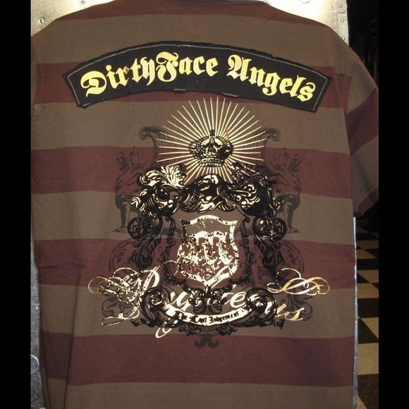 MO7 | Shirts | Mo7 Striped Polo Shirt With Print And Foil | Poshmark