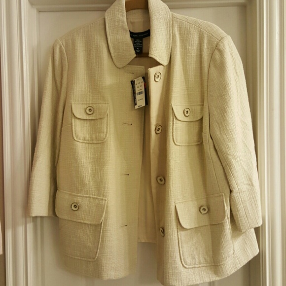 New York & Company | Jackets & Coats | Cream Linen Blazer With 34 ...