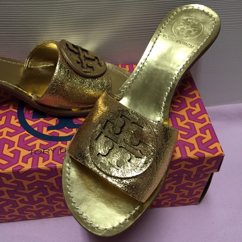 Authentic! Tory Burch Metallic Gold Sandal - Gem