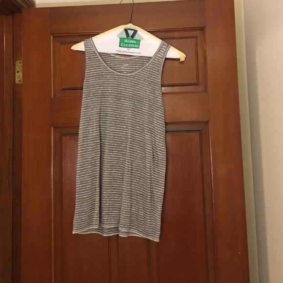 J. Crew | Tops | Jcrew Linen Grey And White Striped Tank Top | Poshmark