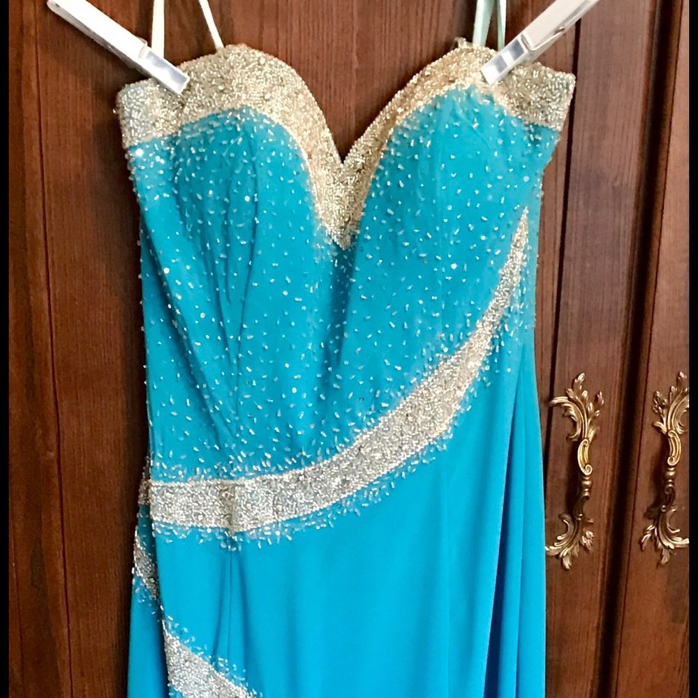 Alyce Designs Aqua Prom Dress - Gem