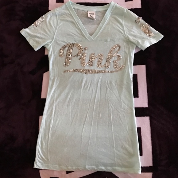 PINK Victoria's Secret | Tops | Vs Pink Bling V Neck Tee | Poshmark