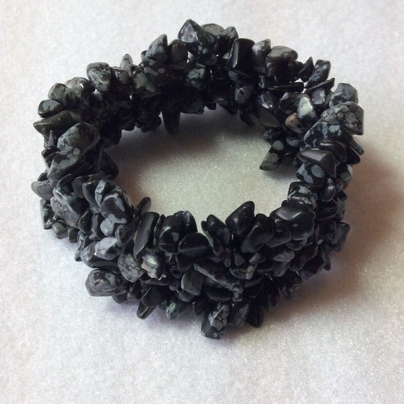 Jewelry | Snowflake Obsidian Chunk Os Bracelet | Poshmark