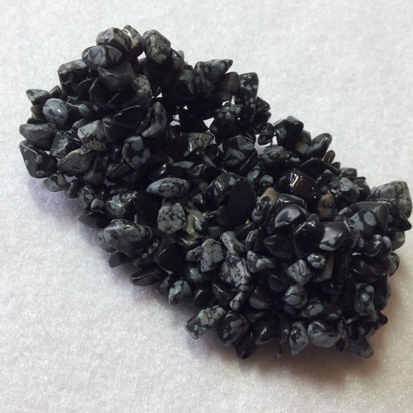 Jewelry | Snowflake Obsidian Chunk Os Bracelet | Poshmark