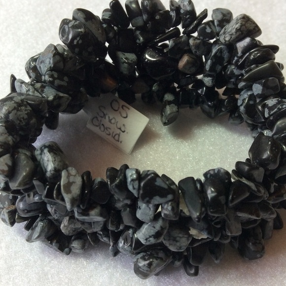 Jewelry | Snowflake Obsidian Chunk Os Bracelet | Poshmark