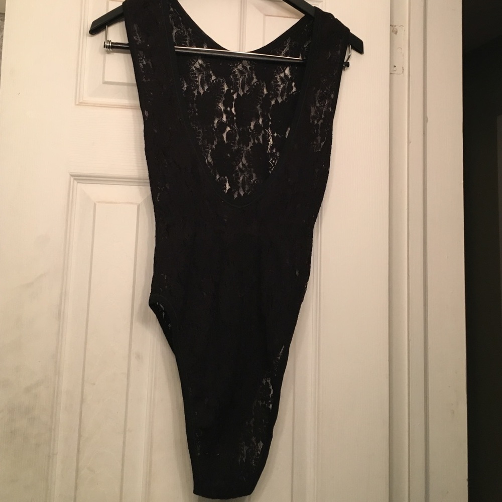 Vintage Low Back Black Lace Bodysuit - Gem