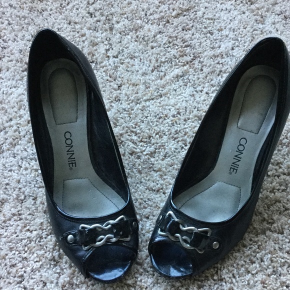 Connie | Shoes | Connie Black Leather Heels | Poshmark