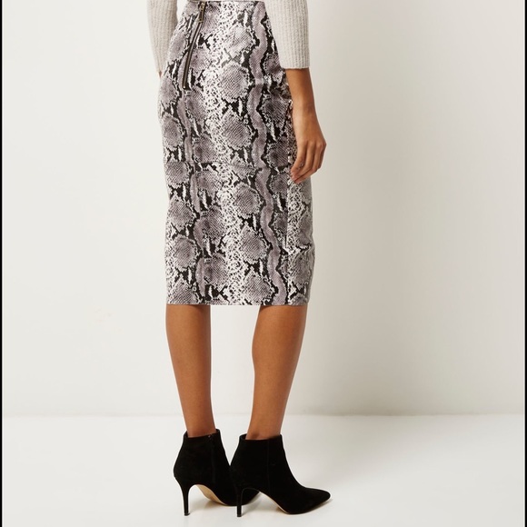 River Island | Skirts | River Island Faux Leather Snake Print Pencil ...