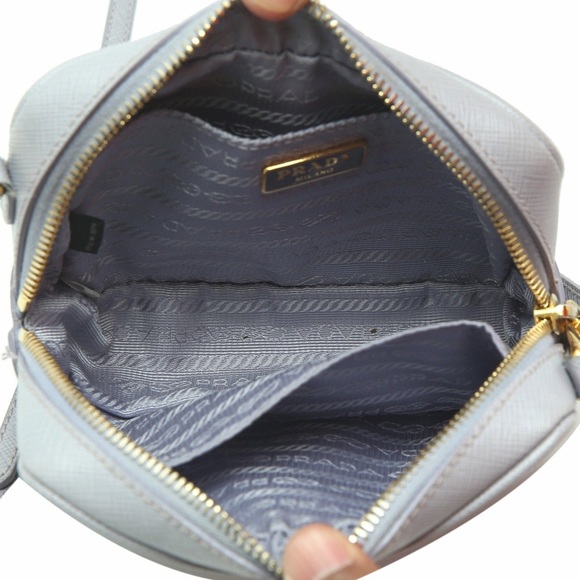 Prada | Bags | Prada Gray Saffiano Leather Crossbody Mini Bag | Poshmark