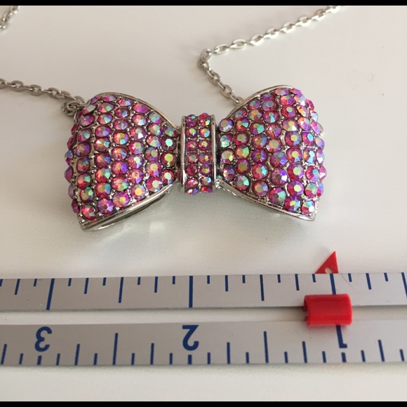 Jewelry | New Sparkling Pink Bow Pendant Necklace | Poshmark