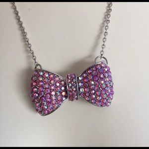 Jewelry | New Sparkling Pink Bow Pendant Necklace | Poshmark
