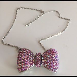 Jewelry | New Sparkling Pink Bow Pendant Necklace | Poshmark