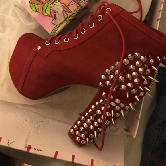 Jeffrey Campbell | Shoes | Jeffrey Campbell Litas Red Studded Heel ...