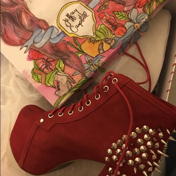 Jeffrey Campbell | Shoes | Jeffrey Campbell Litas Red Studded Heel ...