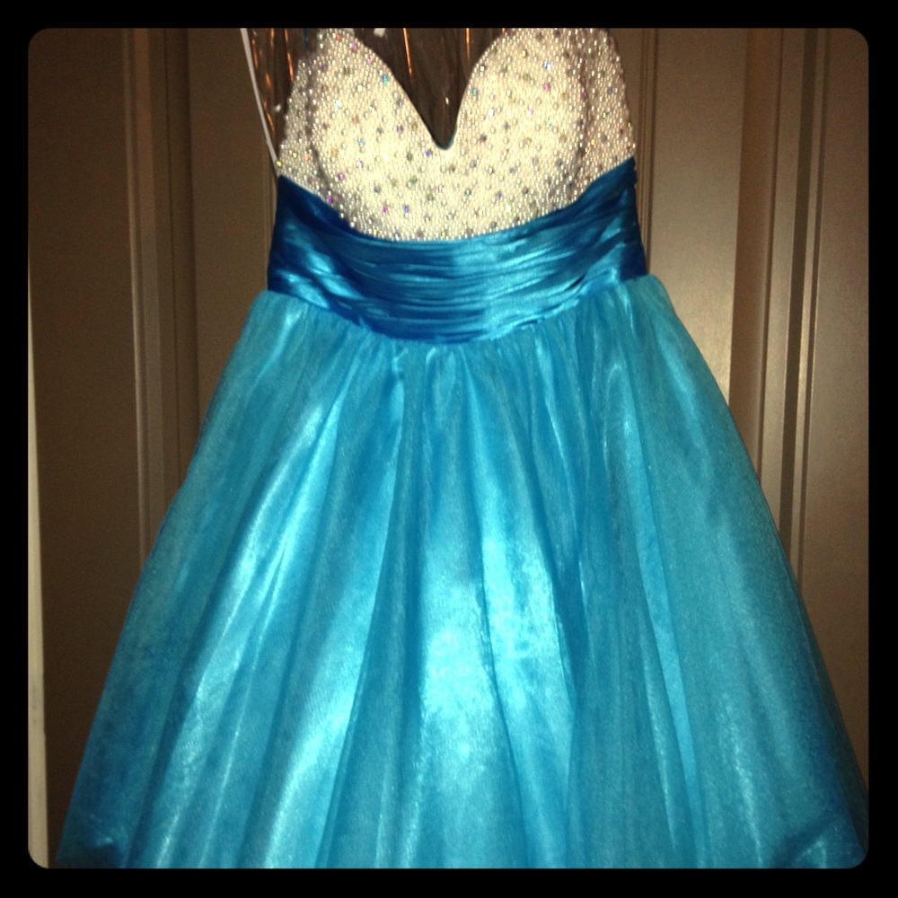Jovani Bright Turquoise Short Prom Dress - Gem