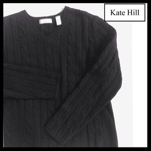Kate Hill | Sweaters | Kate Hill Black Cable Knit Wool Sweater Nwt ...
