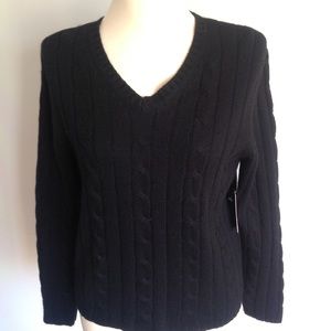 Kate Hill | Sweaters | Kate Hill Black Cable Knit Wool Sweater Nwt ...