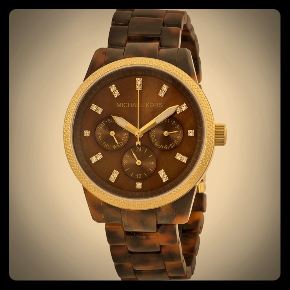 Mk 5038 Tortoise Shell Jet Set Chronograph Watch - Gem