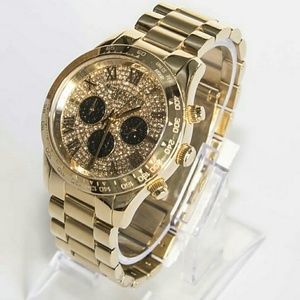 Michael Kors | Accessories | Nwt Michael Kors Crystal Chronograph Gold ...