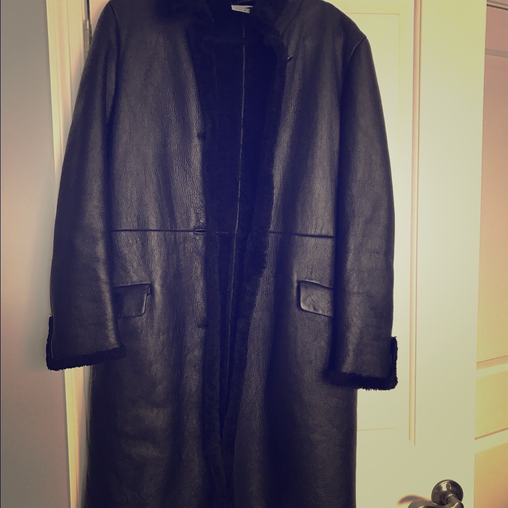 Black Shearling Coat With Lining - Gem