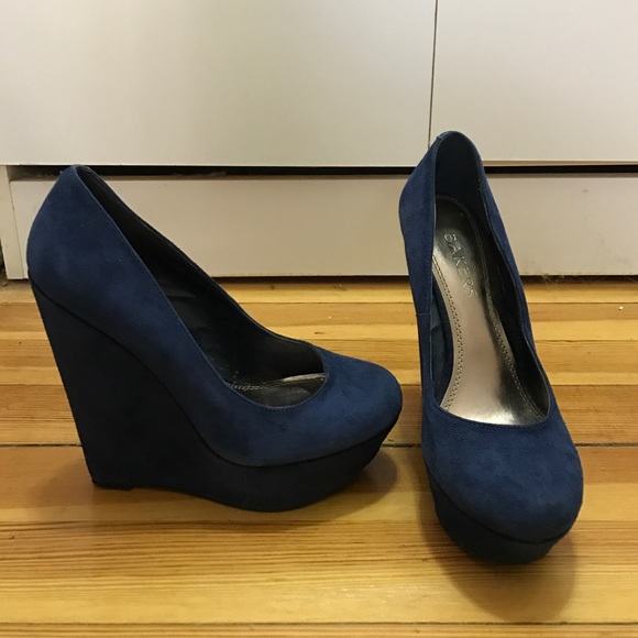 Bakers | Shoes | Blue Suede Closed Toe Wedges | Poshmark
