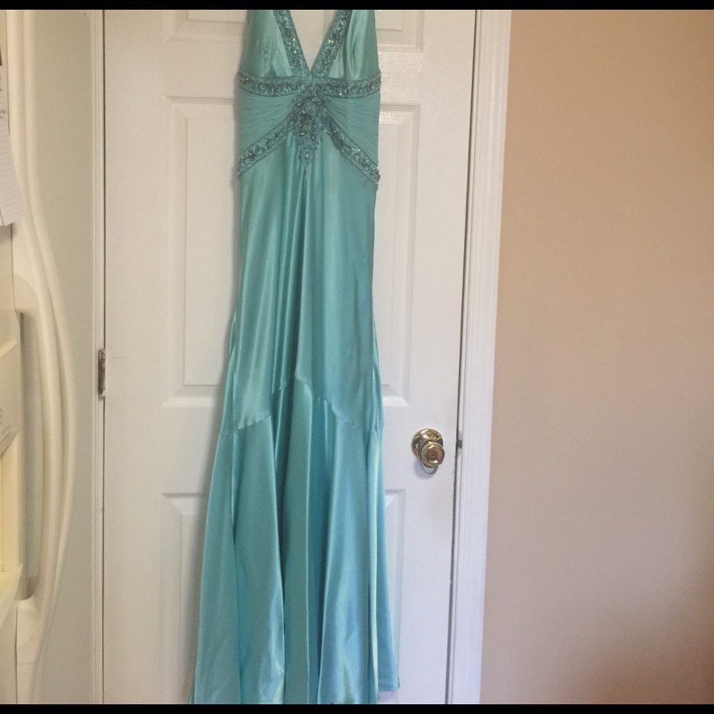Gorgeous Teal Beaded Prom Dress. - Gem