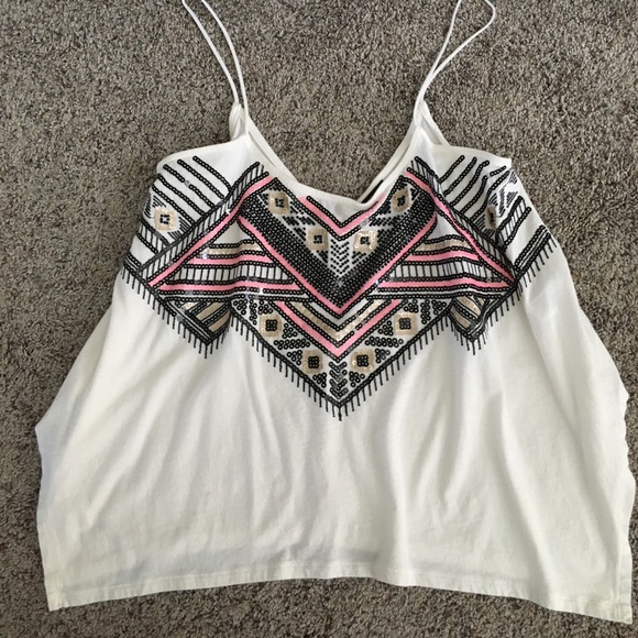Express | Tops | Sequined White Spaghetti Strap | Poshmark